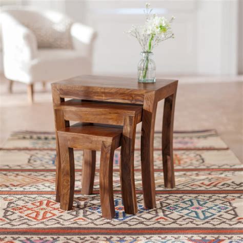 Contemporary Sheesham Nest Of Tables Uk Myakka