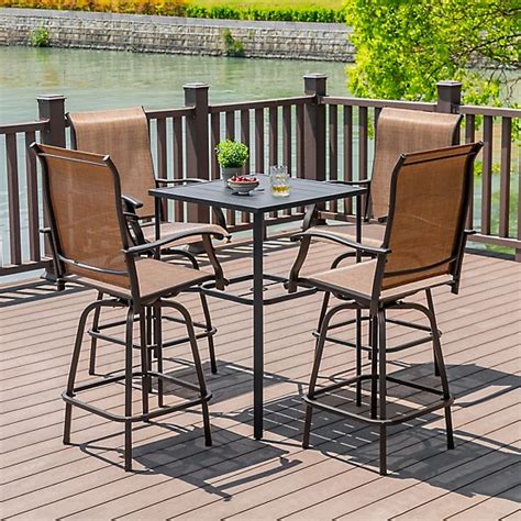 Nuu Garden 5 Pc Outdoor Bar Set With Iron Table Sib1372bk H1012 At