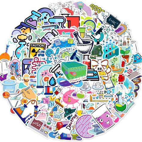 100pcs Science Stickers Physics Chemistry Biology Experiment Stickers