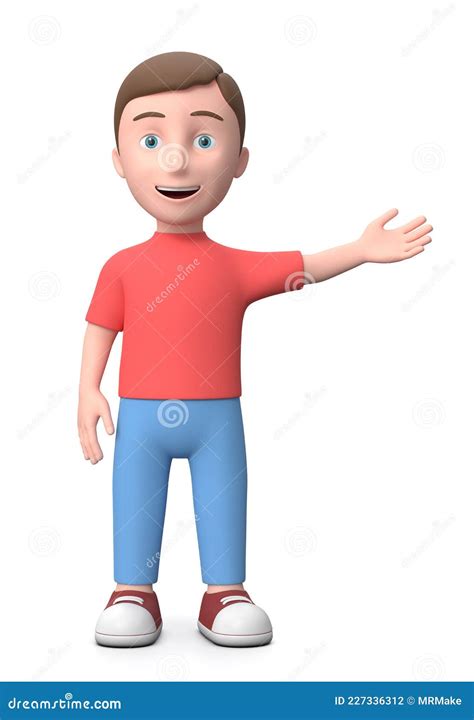 Mignon Jeune Garçon Montrant Geste 3d Personnage De Dessin Animé