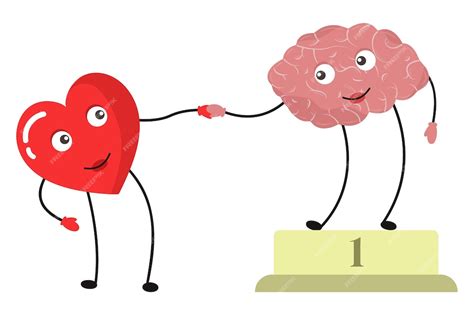 정서적 지수 및 지능 심장 및 뇌 개념 감정과 합리적 사고 벡터 일러스트 사이의 충돌 프리미엄 벡터