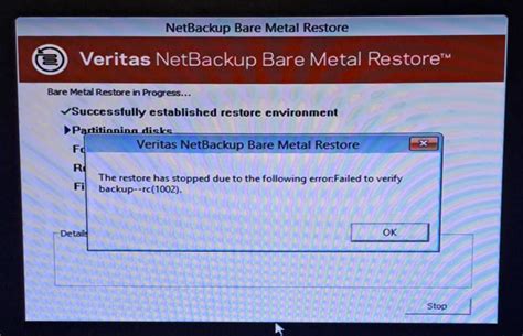 bmr restore won t start failed to verify backup rc 1002 vox