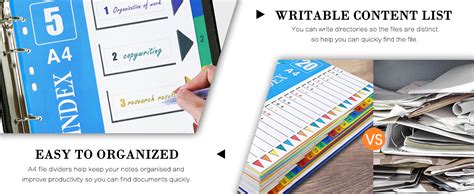 Xhda 1 31 Part Dividers A4 5pack Plastic A4 File Dividers For Ring Binders A4 Folder Dividers