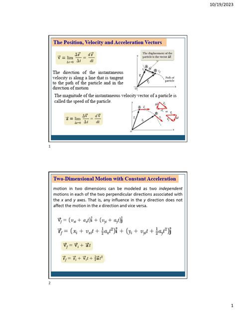 motion in two dimensions pdf acceleration velocity