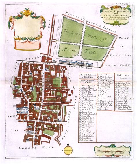 Coleman Street Ward And Bashishaw Ward Detailed Plan With Table Of