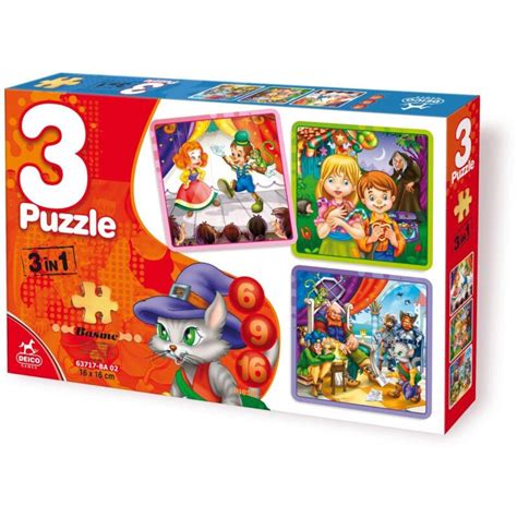 Пъзел 3 в 1 сцени от приказките Пинокио Хензел и Гретел и Обутия мъж 31 части Emag Bg
