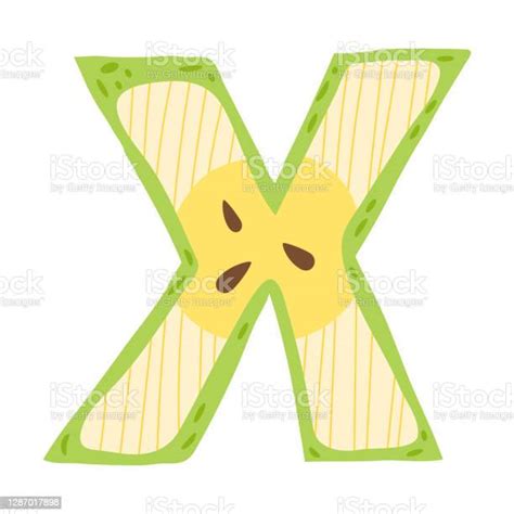 편지 X의 형태로 애플 과일 레터링 디자인 벡터 그림입니다 건강한 식생활에 대한 스톡 벡터 아트 및 기타 이미지 건강한 식생활 과일 교육 Istock