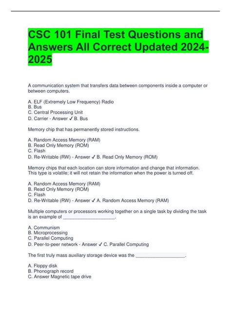 csc 101 final test questions and answers all correct updated csc 101