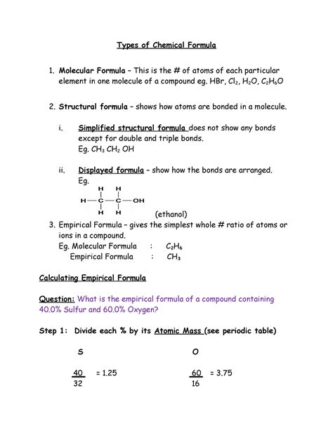 Types Of Chemical Formula Calculating Empirical Formula Types Of