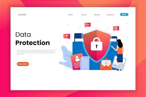 Premium Vector Data Protection Landing Page Template