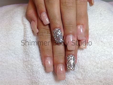 Gel Nails Nude Nails Glitter Nails Feature Nail Crystal Encrusted Nail Art By Shimmer Body