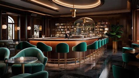 Premium Ai Image Chic Cocktail Lounge With Stylish Bar Generative Ai