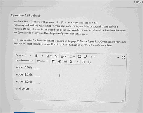Solved Question 1 5 ﻿points ﻿you Have Sum Of Subsets With