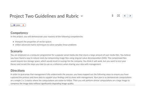 Project Two Guidelines And Rubric Listen Chegg