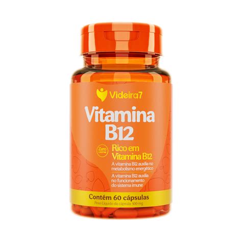 Vitamina B12 Cianocobalamina 500mg 60 Cápsulas Videira7