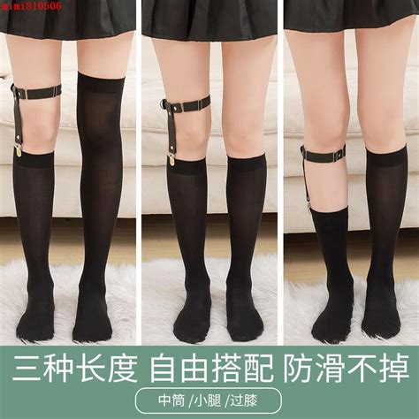 防滑綁帶襪 腿環襪 襪子女天鵝絨日系黑暗長筒襪夏天薄款小腿襪jk過膝襪夾腿環防滑帶 蝦皮購物