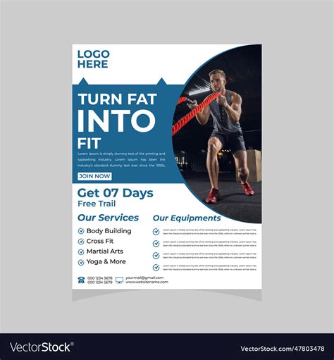 Gym Fitness Flyer Design Template Royalty Free Vector Image
