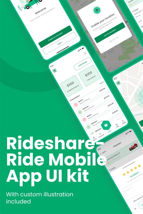 Rideshare Ride Mobile App UI Kit MasterBundles