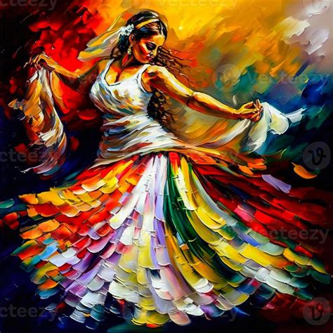 Niña Bailarín Indio Pintura Generativo Ai Hermosa Kathak Danza Pintura