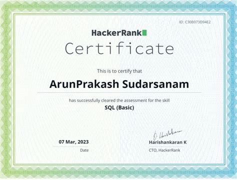 arunprakash sudarsanam on linkedin hackerrank sql
