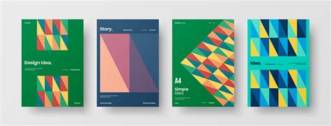 회사 Id 브로셔 템플릿 컬렉션입니다 비즈니스 프리젠 테이션 벡터 A4 수직 방향 전면 페이지 모형 세트 기업 보고서 커버 추상 기하학적 일러스트 디자인 레이아웃 번들 0