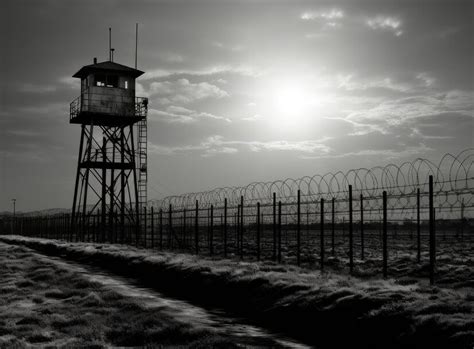 Premium Ai Image Prison Watchtower Protected By Wire Of Prison
