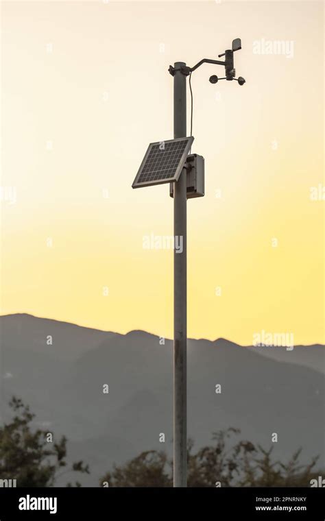 Anemometer With Solar Energy Panel Stock Photo Alamy