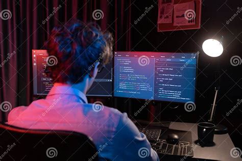 It Developer Creating Online Software Information Coding On Pc Screen