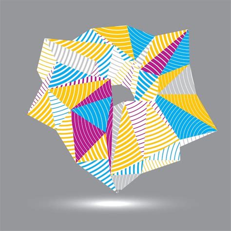 Premium Vector Asymmetric 3d Abstract Striped Vector Object Colorful Geometric Spatial Form