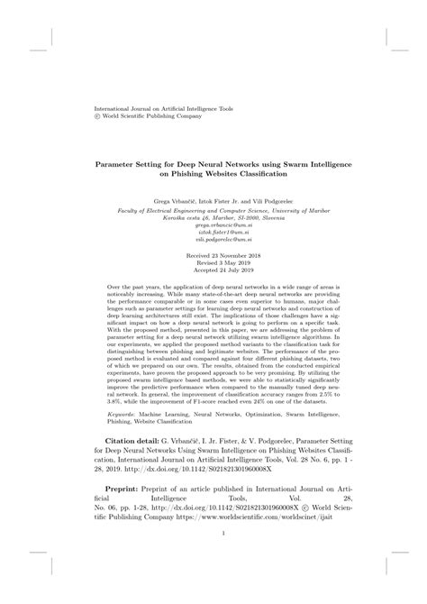 pdf parameter setting for deep neural networks using swarm