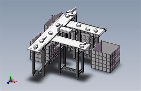 皮带输送生产线 Solidworks 2014 模型图纸下载 懒石网