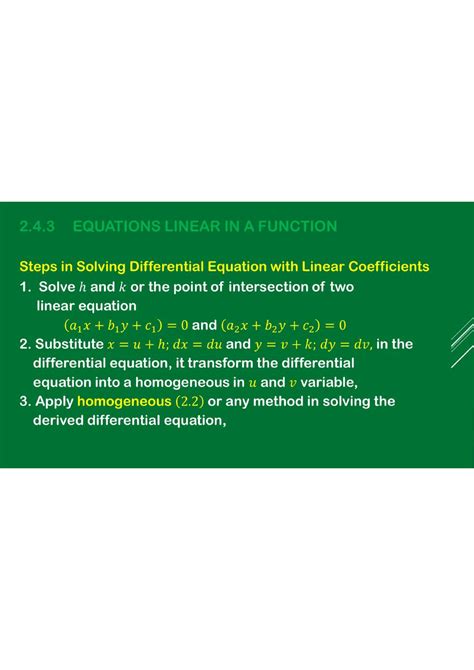 Solution Differential Equation Equations Linear In A Function With