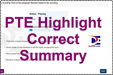 Pte Highlight Correct Summary Thepte