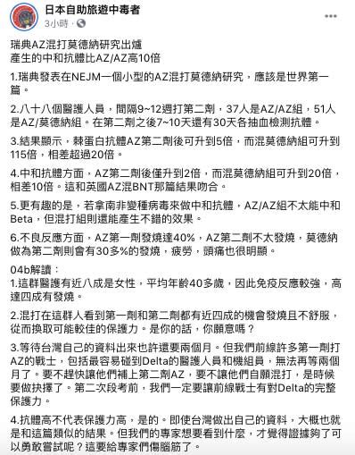 Az混打莫德納「抗體高10倍」 醫揭副作用：願意嗎？