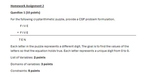 Solved Homework Assignment 2question 1 10 ﻿points For The