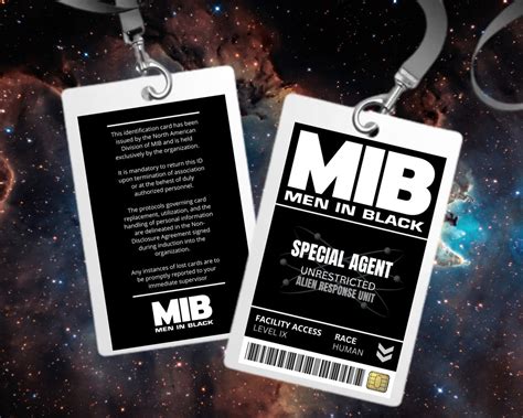 Printable Man In Black Id Card Badge Special Agent Cosplay Costume Name