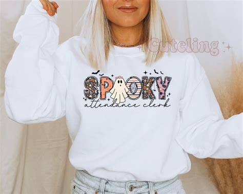 Halloween School Attendance Clerk Sweatshirt Spooky Attendance Clerk
