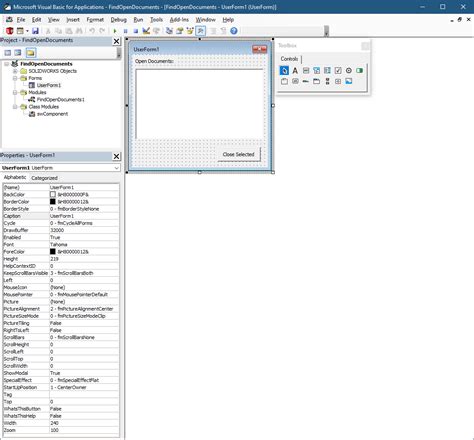 SOLIDWORKS API FUNDAMENTALS VBA UserForms IME Wiki