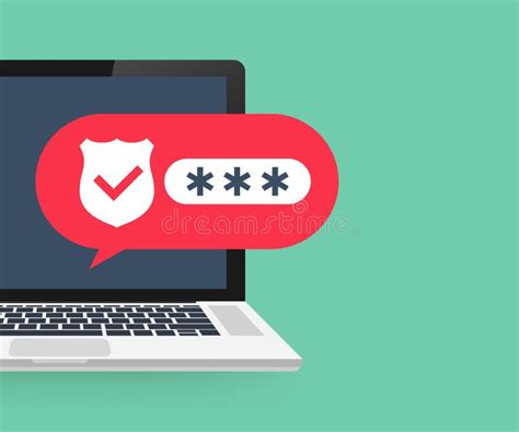 Laptop With Unlocked Password Bubble Notification Flat Cartoon Design Or Pc Screen With Open