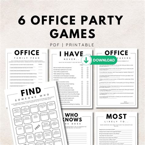 Work Party Games Printable Pdf Office Party Games Bundle Fun Office