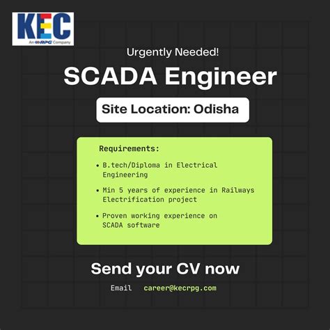 Urgent Hiring For Scada Engineer Send Your Cv Now On Careerkecrpg