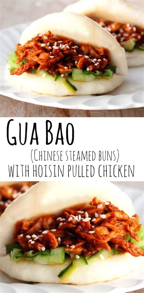 Gua Bao Chinese Steamed Buns With Hoisin Pulled Chicken And Cucumber