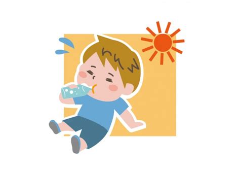 熱中症対策に水分補給する男の子 無料イラスト素材｜素材ラボ