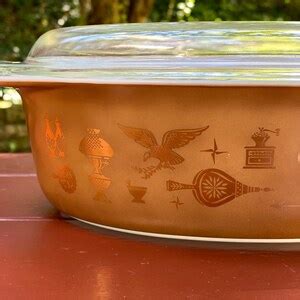 Pyrex Early American Covered Casserole Dish With Lid Quart Etsy