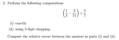 Solved Perform The Following Computations I Chegg