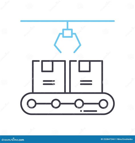 Production Line Line Icon Outline Symbol Vector Illustration Concept