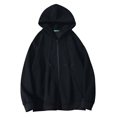 纯色开衫卫衣男女春季潮流宽松百搭情侣连帽拉链oversize高街外套虎窝淘