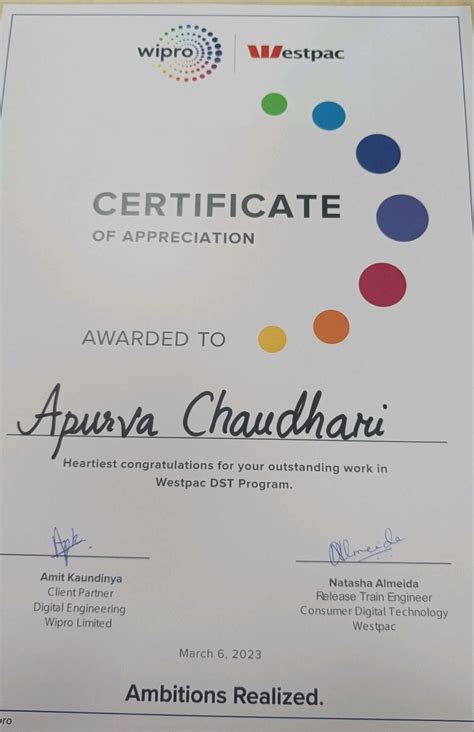 Apurva Chaudhari On Linkedin Wipro Appreciation Westpac