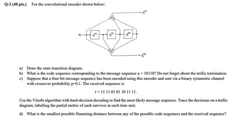 Solved Q 2 40 Pts For The Convolutional Encoder Shown Below Draw