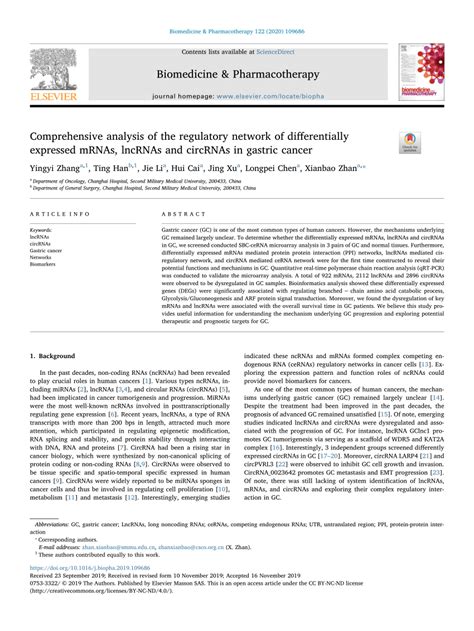 Pdf Comprehensive Analysis Of The Regulatory Network Of Differentially Expressed Mrnas